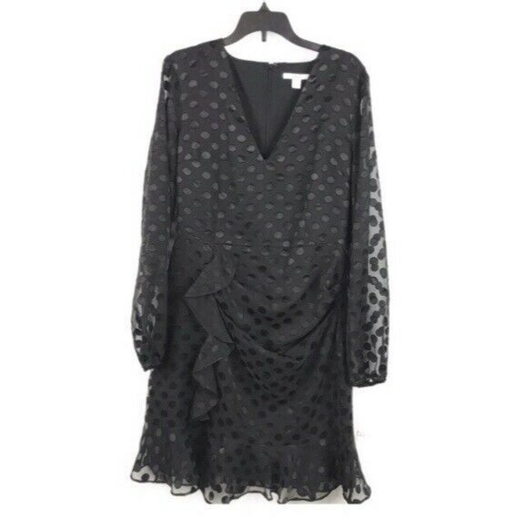 Bar III | Dresses | Nwt Bar Iii Black Sheer Polka Dot Ruffled Dress ...